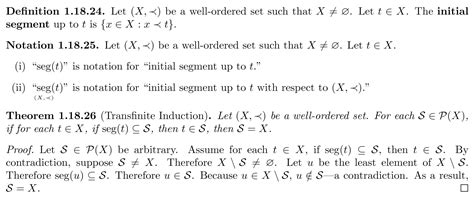 elementary set theory theorem transfinite induction and