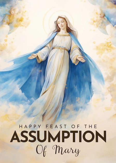 Premium Psd Assumption Of Mary Illustration With Feast Of The Blessed