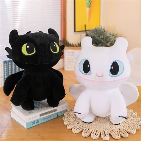 Cute Toothless Doll Dragon Taming Plush Toy Light Shadow Black White 30cm 45cm 60cm Size