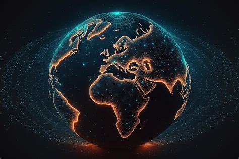 premium ai image cyber network with neon dots and lines global
