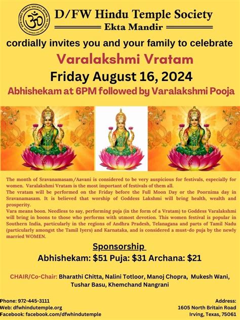 Varalakshmi Vratam - DFW Hindu Temple Society