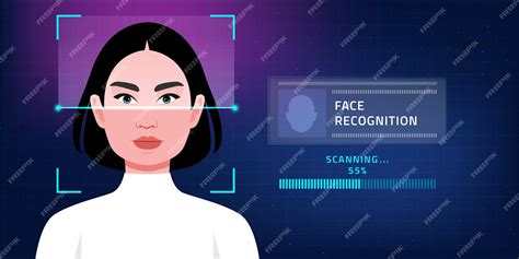 Premium Vector Facial Futuristic Smart Biometric Scanning For Face Recognition System Concept