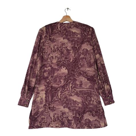 Vintage Jun Ashida Tokyo Paris Women Blouse Printed Long Sleeve Blouse