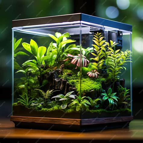 Premium Ai Image Photoshoot Of 5 Gallon Cube Tank Betta And Lush