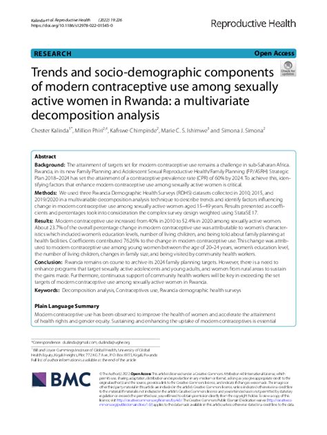 Pdf Trends And Socio Demographic Components Of Modern Contraceptive