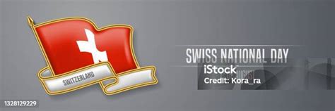 스위스 해피 내셔널 데이 인사말 카드 배너 벡터 일러스트 1에 대한 스톡 벡터 아트 및 기타 이미지 1 3차원 형태 공휴일 Istock