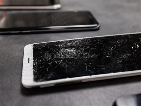 Broken Mobile Phone Screen Black White Clipping Path Smartphone
