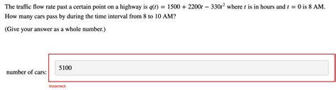 Solved The Traffic Flow Rate Past A Certain Point On A