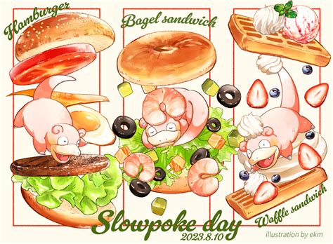Ekm Slowpoke Nintendo Pokemon Artist Name Bagel Sandwich Burger