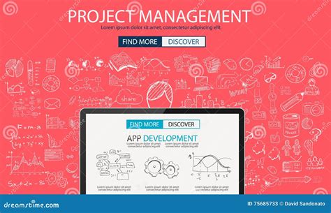 Project Management Concept With Doodle Design Style Stock Vector Illustration Of Businessman