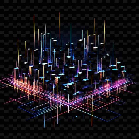 Neon City Grid Borderline Design Neon Lines Style City Grid Png Y2k