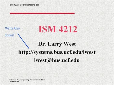 Ims 4212 Course Introduction Write This Down Ism