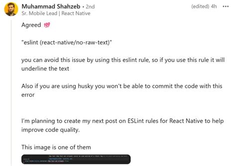 Hamda Aziz On Linkedin Reactnative Eslint Codetips Developercommunity