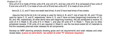 Solved Problem 21 12 One Unit Of A Is Made Of Three Units Of Chegg Com
