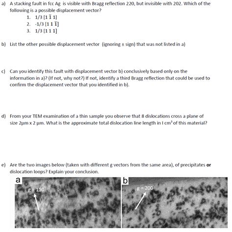 Solved A ﻿a Stacking Fault In Fcc Ag Is Visible With Bragg