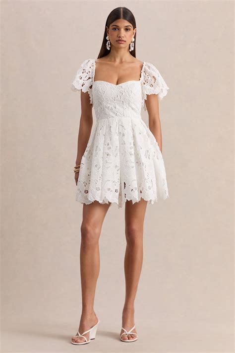 Vivi White Lace Sweetheart Neck Mini Dress Club L London Usa