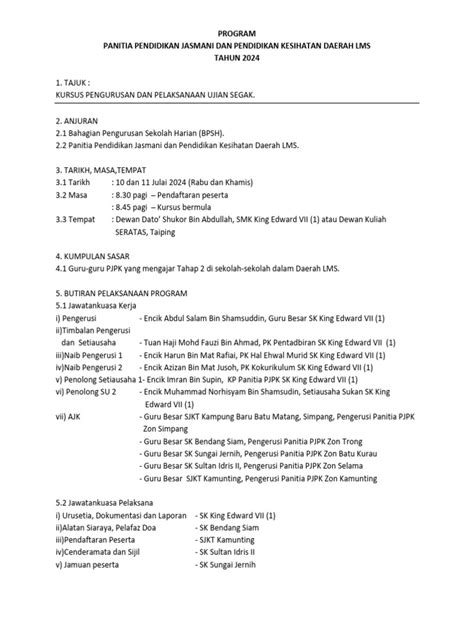 Makluman Kursus Pengurusan Segak Pdf