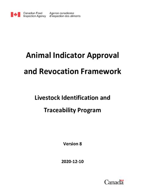 Fillable Online Animal Indicator Approval And Revocation Framework Fax Email Print Pdffiller