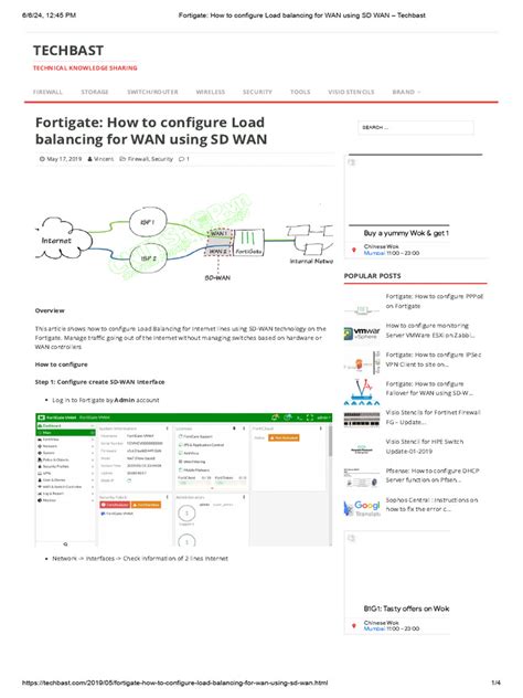 Fortigate How To Configure Load Balancing For Wan Using Sd Wan Techbast Pdf
