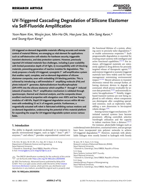 Pdf Uv‐triggered Cascading Degradation Of Silicone Elastomer Via Self‐fluoride Amplification