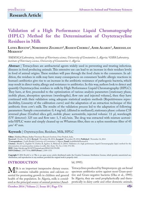 Pdf Validation Of A High Performance Liquid Chromatography Hplc Method For The Determination