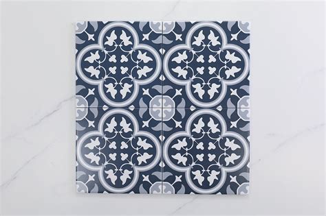 Indigo Dark Blue Matt Encaustic Look Tile Wellsons
