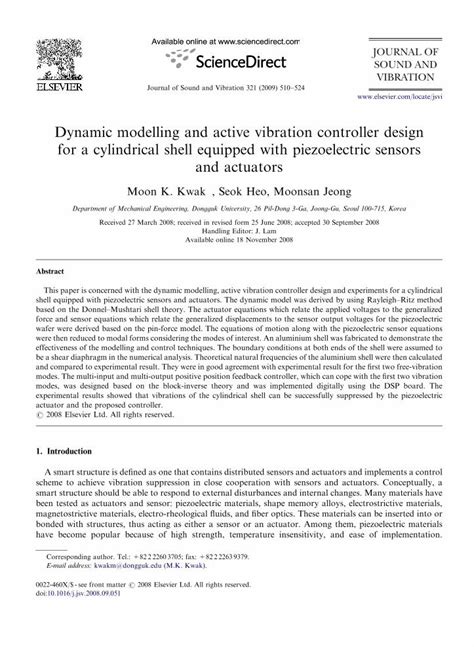 pdf dynamic modelling and active vibration controller design for a