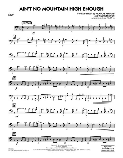 Aint No Mountain High Enough Arr Paul Murtha Bass By Marvin Gaye