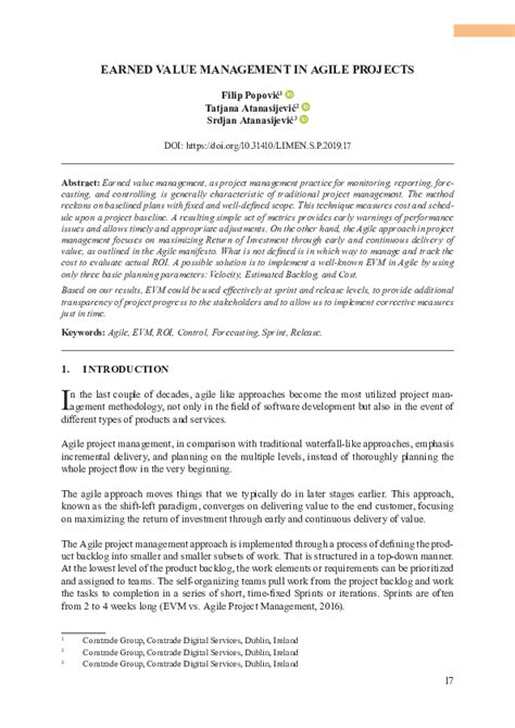 pdf earned value management in agile projects