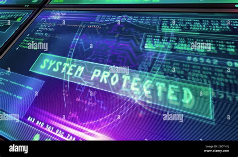 Cyber Security Message With Shield Symbol On Futuristic Computer Screen