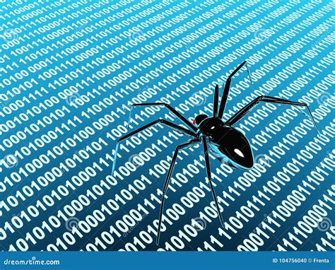 Metallic Robot Spider On Surface With Binary Code Stock Illustration Illustration Of