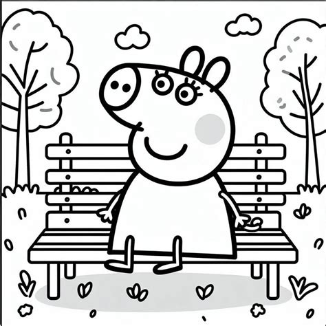 Peppa Pig Portalebambini Sketch Coloring Page