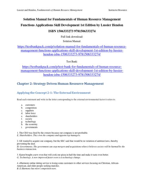 Solution Manual For Fundamentals Of Human Resource Management Functions Applications Skill