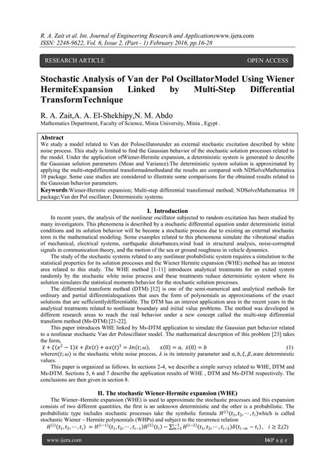 stochastic analysis of van der pol oscillatormodel using wiener