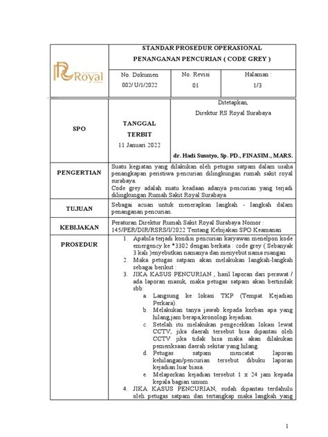 002 Spo Penanganan Pencurian Code Grey 2022 Pdf