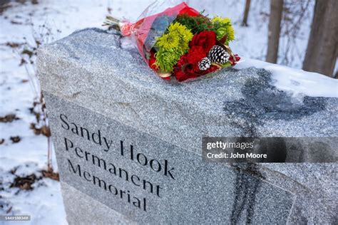 A Bouquet Marks The Entryway To The Sandy Hook Permanent Memorial On