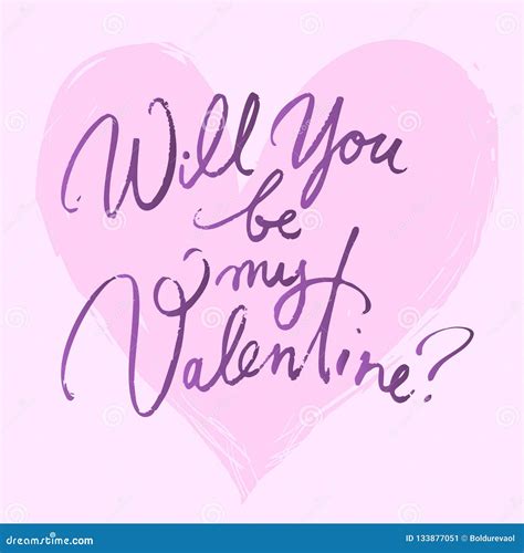 Will You Be My Valentine Valentines Day Card With Hand Written Brush