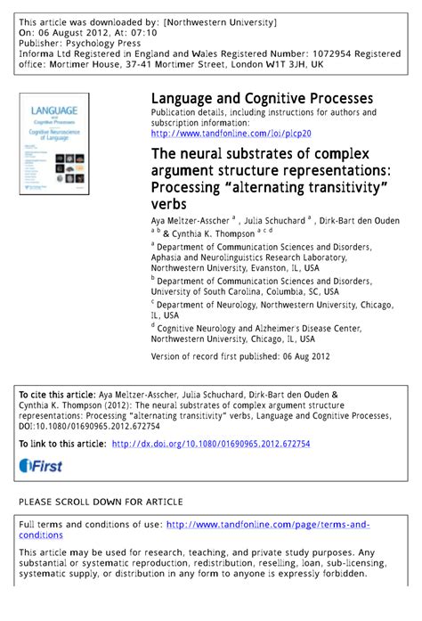 Pdf The Neural Substrates Of Complex Argument Structure