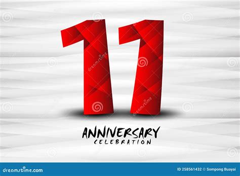 11 Jaar Jubileumherdenkingslogo Rode Polygonvector 11 Cijferontwerp 11e