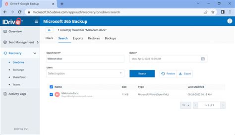 Microsoft Office 365 Backup Idrive®