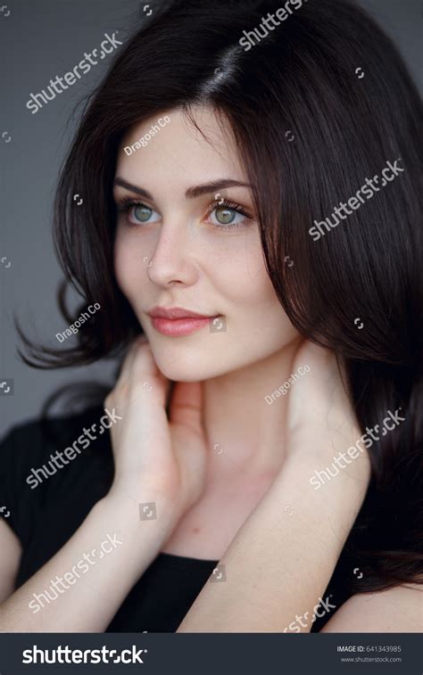 Sexy Brunette Green Eyeswavy Hair Volumelooks Stock Photo Shutterstock