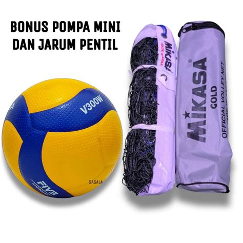 Jual Net Voli 1 Set Bola Volly Volley Ball Dan Net Mikasa Training