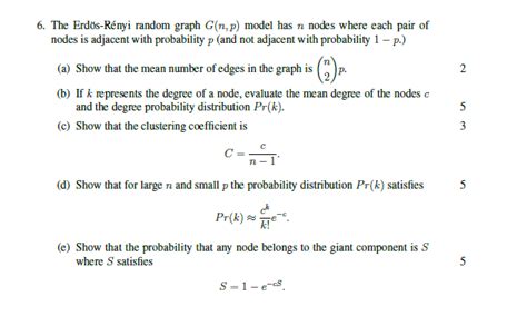 The Erdös Rényi random graph G n p model has n Chegg