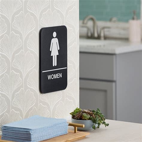 Lavex 9 X 6 Black White Plastic Womens Restroom Sign With Braille