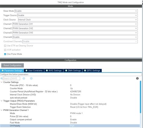 how to correctly configure cubemx for timer one pu