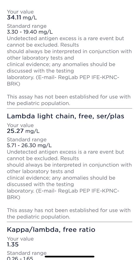 F 74 High Kappa Free Light Chain 34 Normal Lambda And Ratio Anemia Femur Fracture One Year