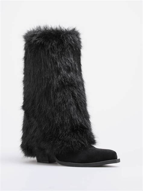 Bottes Santiags à Revers Fausse Fourrure