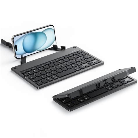 Tecurs Foldable Bluetooth Keyboard With Stand Rechargeable Travel Slim Portable Mini Folding