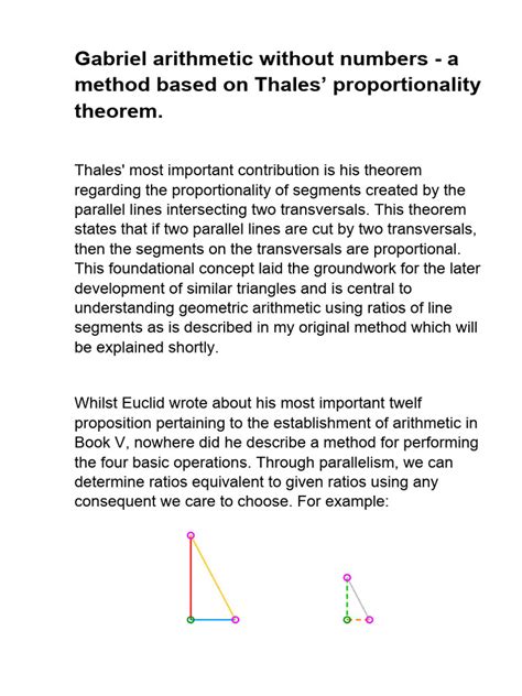 Gabriel Arithmetic Without Numbers A Method Based On Thales