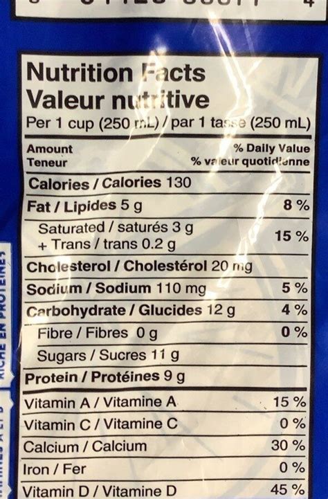 2 Milk Nutrition Facts
